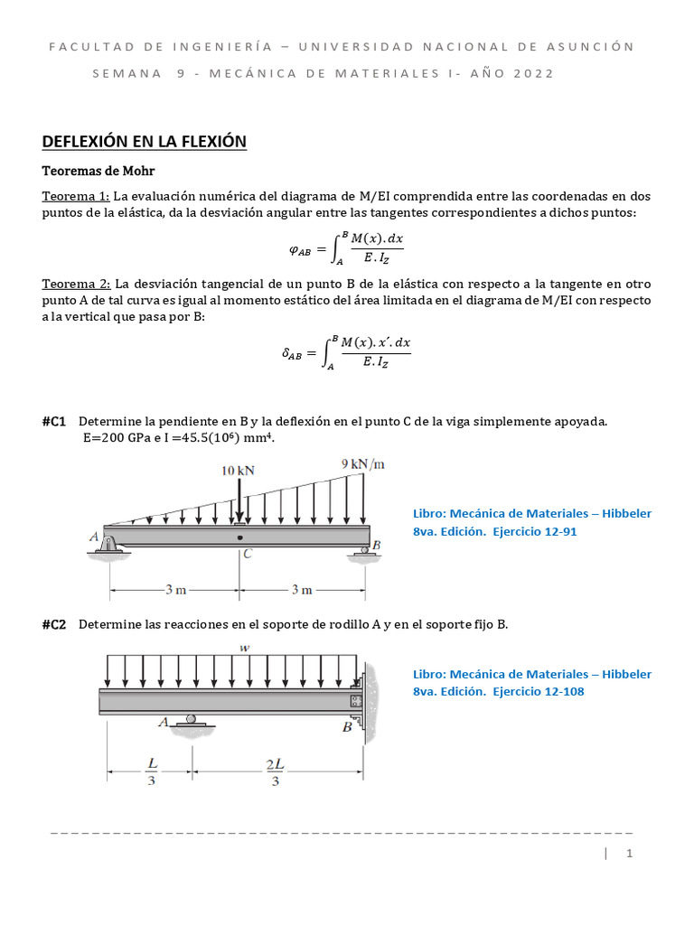 P - MM1 - Ejercitario Def. Flexion Grad. Temp. 2022 | PDF | Viga ...