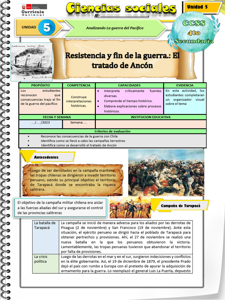 Ficha de Actividad CCSS 4°-Semana 5 Uni 5 | PDF