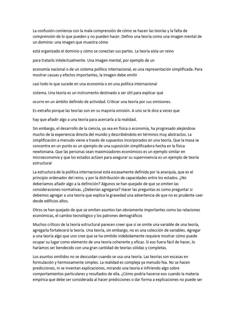 Teoría Estructural y Realismo en Política | PDF