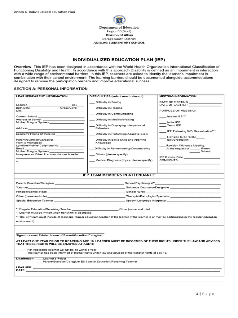Individualized Education Plan (IEP) Guide | PDF | Individualized ...