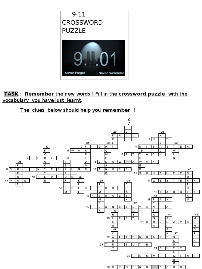 9-11crossword Puzzle Corrige | PDF | September 11 Attacks | Crossword