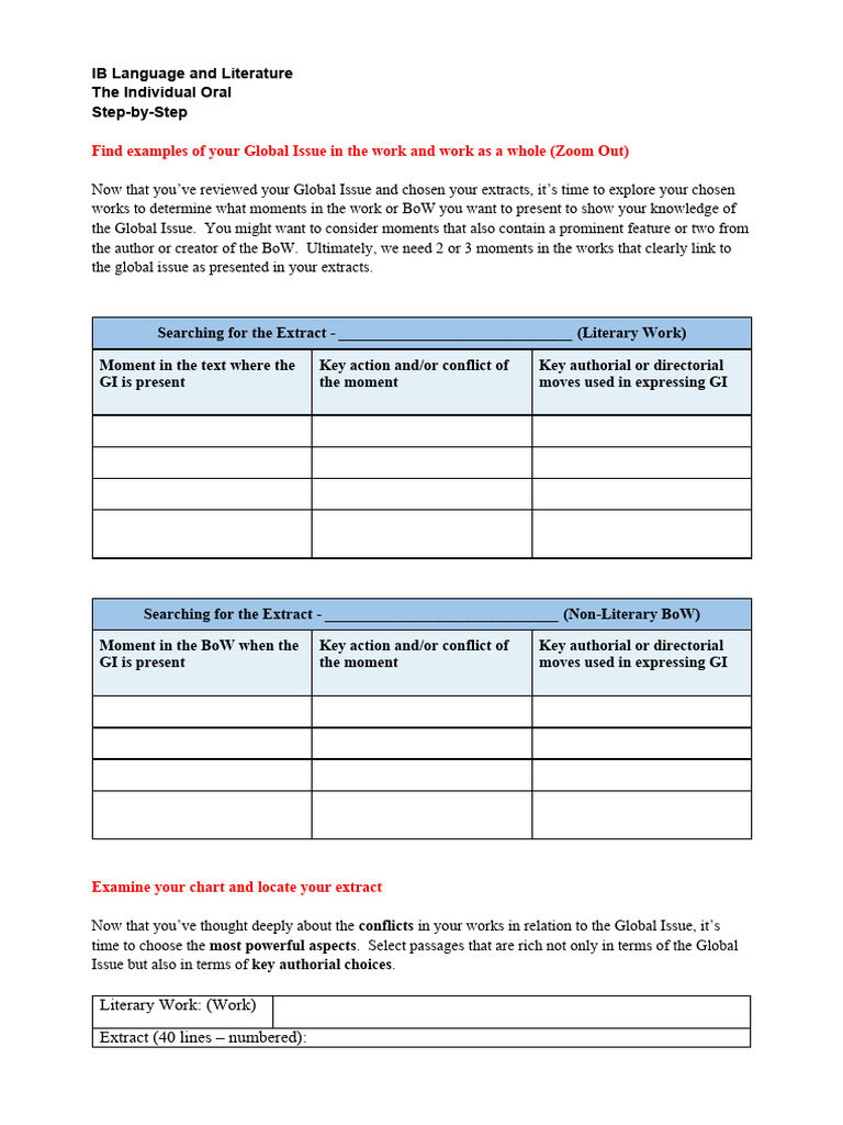 Step 2 - IB IO Step-by-Step Choosing Your Texts | PDF