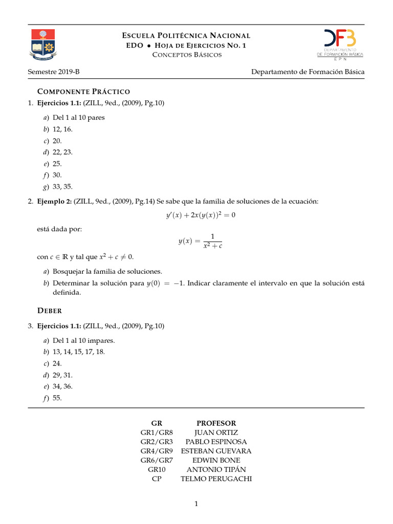Ejercicios EDO 2019B EPN | PDF