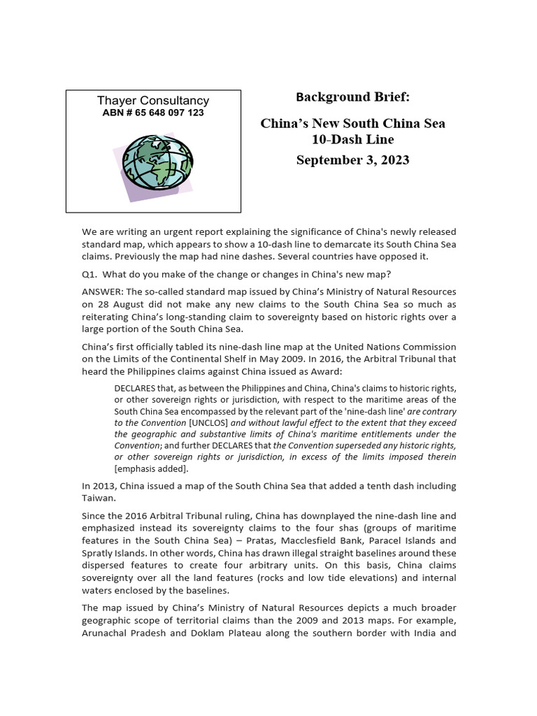 Thayer Chinas New South China Sea 10 Dash Line Download Free Pdf