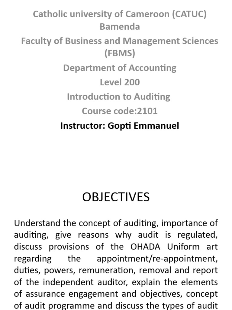 Introduction To Auditing Lecture 1 | PDF | Audit | Accounting