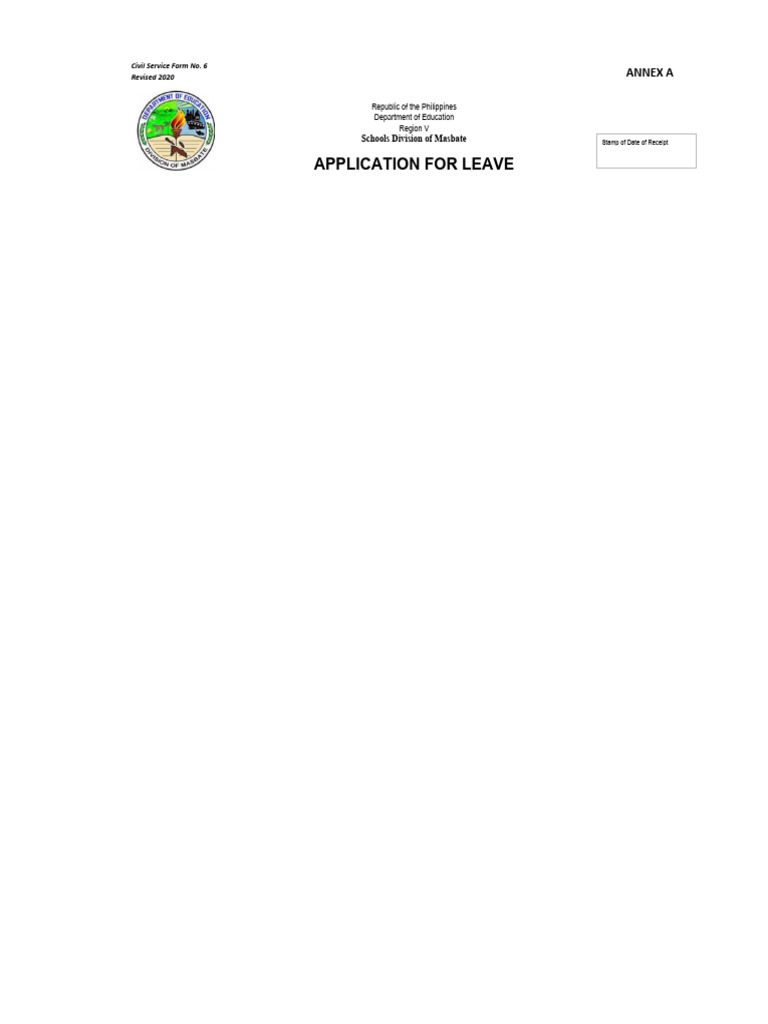 CS Form No. 6 Revised 2020 Application For Leave Secured | PDF ...