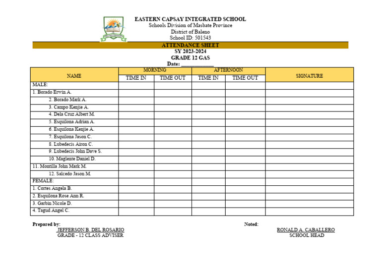 Attendance Sheet Orientation Revised | PDF
