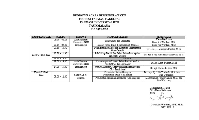 Rundown Acara Pembekalan KKN | PDF