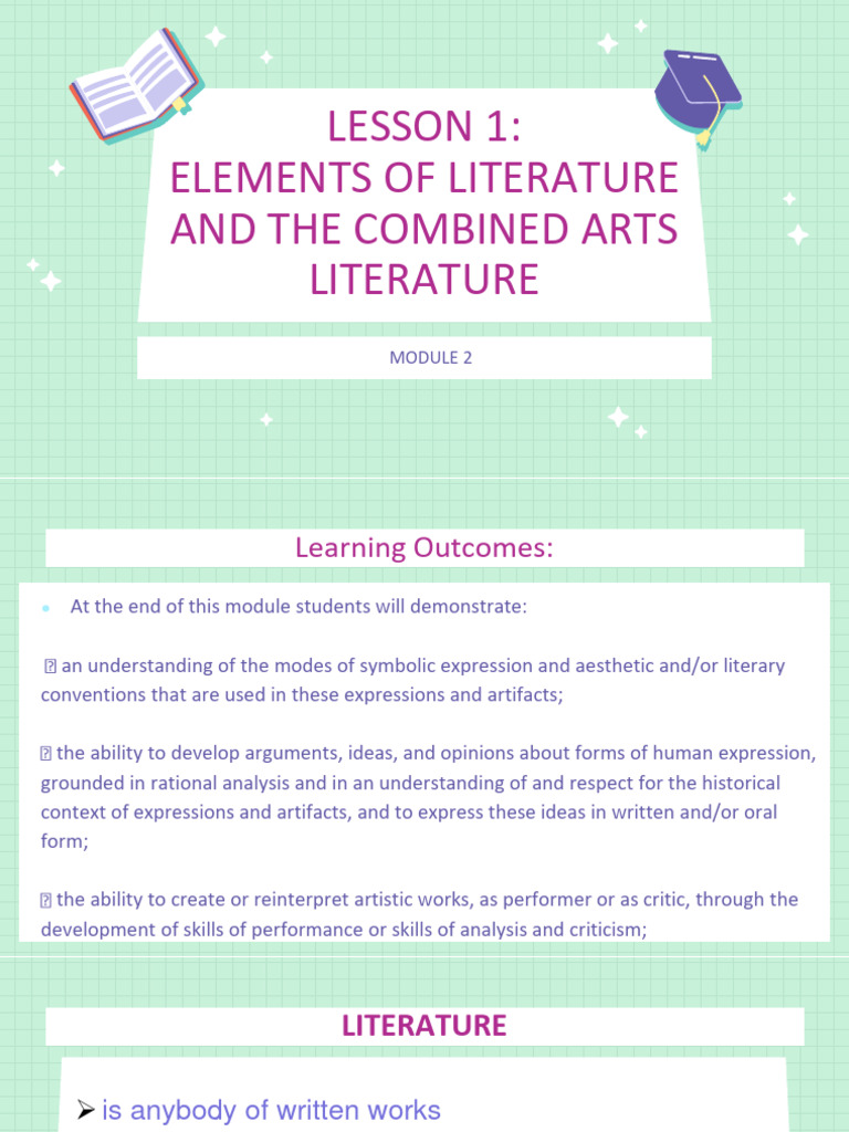LESSON-1-ELEMENTS-OF-LITERATURE-AND-THE-COMBINED-ARTS-LITERATURE (1) | PDF