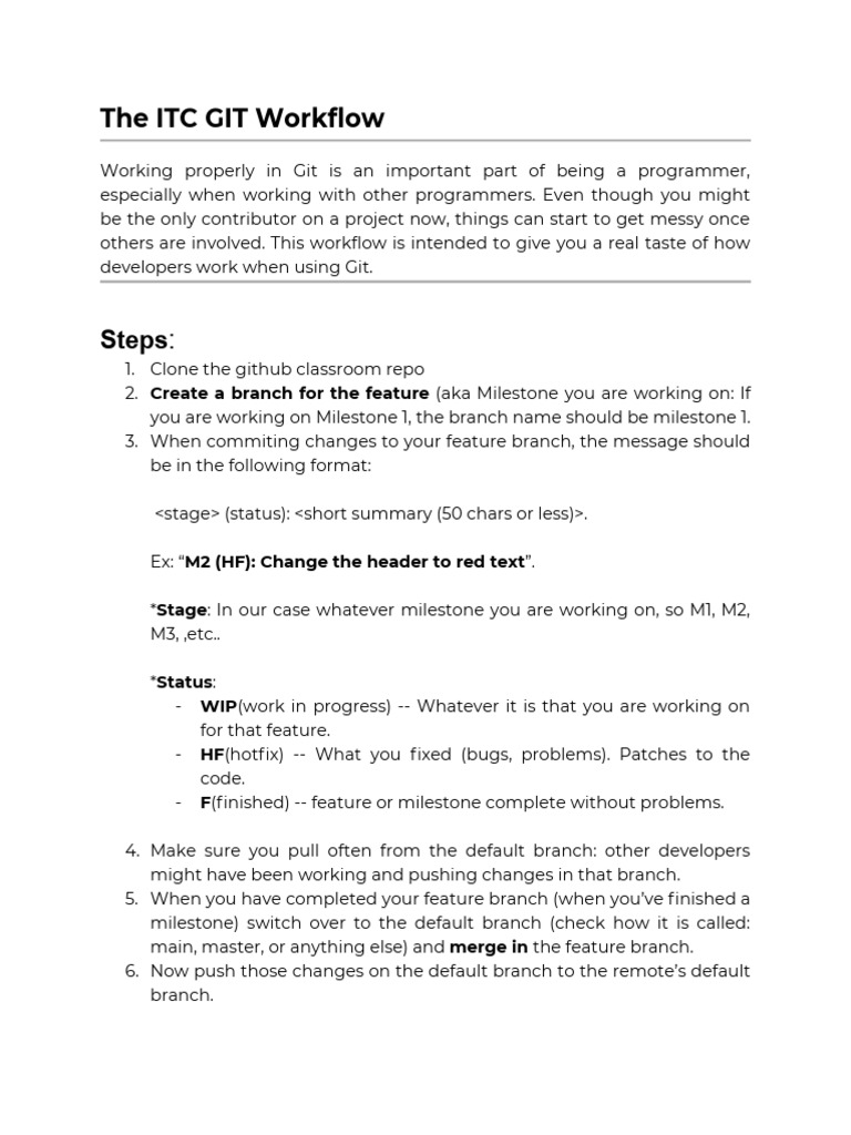 The ITC Git Workflow | PDF