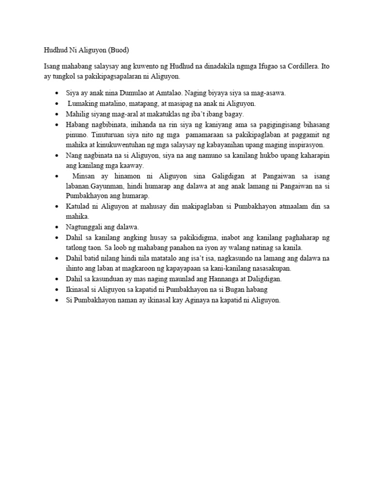 Hudhud Ni Aliguyon | PDF