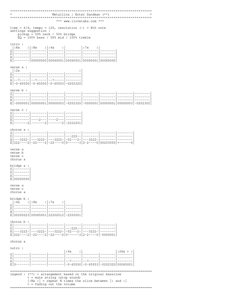 Metallica Enter Sandman Tab en | PDF