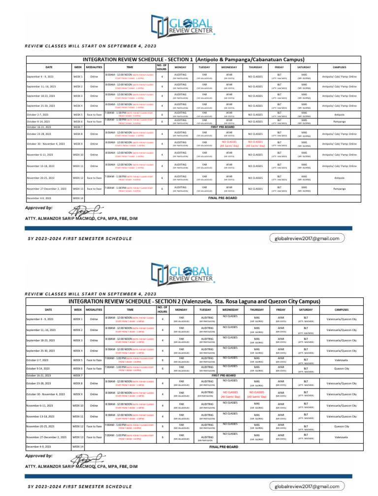 Final Schedule Revised | PDF