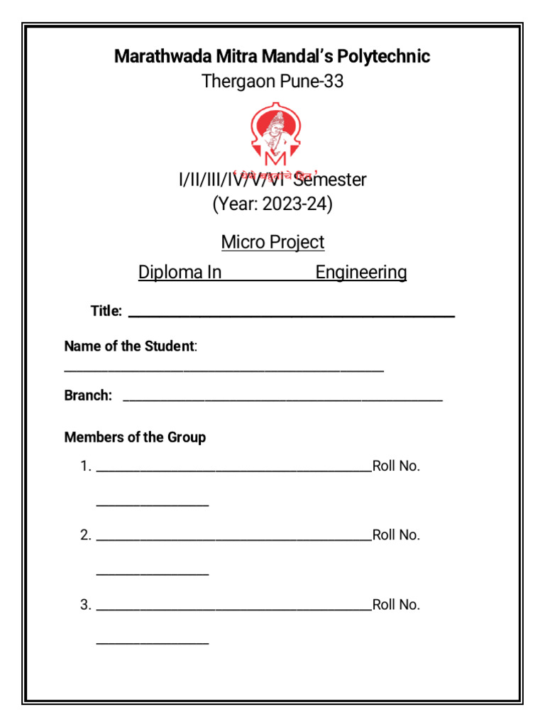 Marathwada Mitra Mandal's Polytechnic Thergaon Pune-33 | PDF