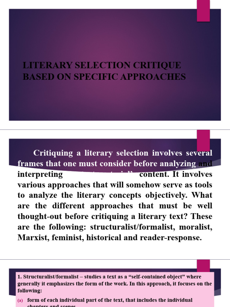 Literary Critique Based On Specific Approaches Quarter 3 | PDF