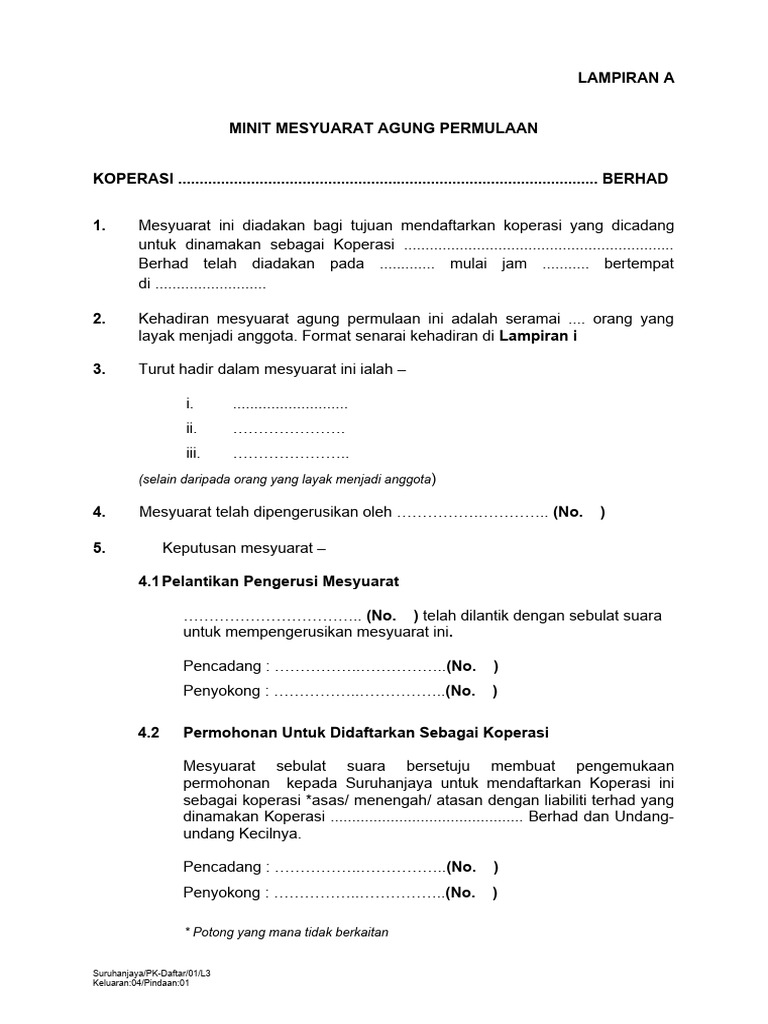 Lampiran A - Contoh Minit MAP | PDF