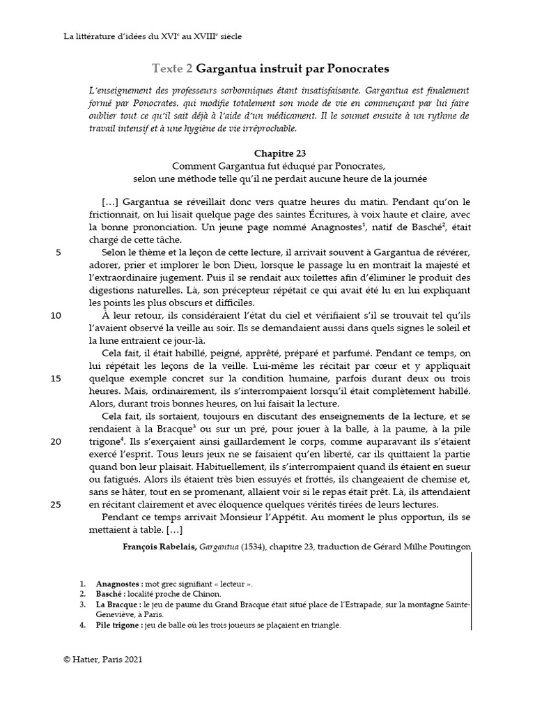 Texte 2 Gargantua Éducation 2 | PDF Texte 2 Gargantua Éducation 2 | PDF