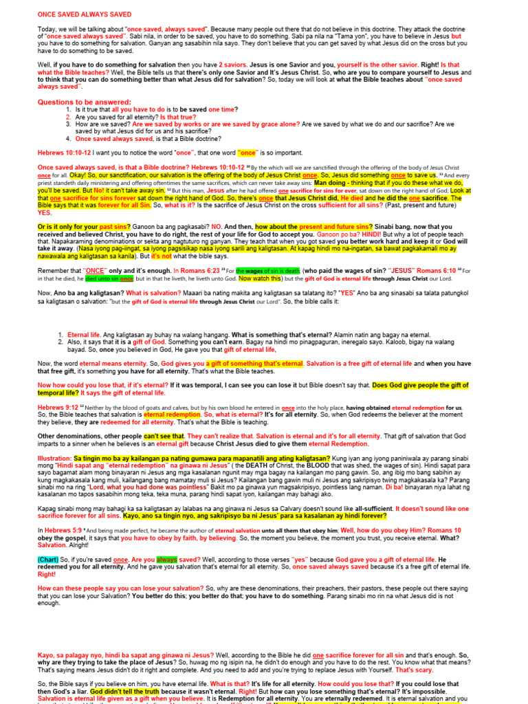 Once Saved Always Saved | PDF | Eternal Life (Christianity) | Salvation