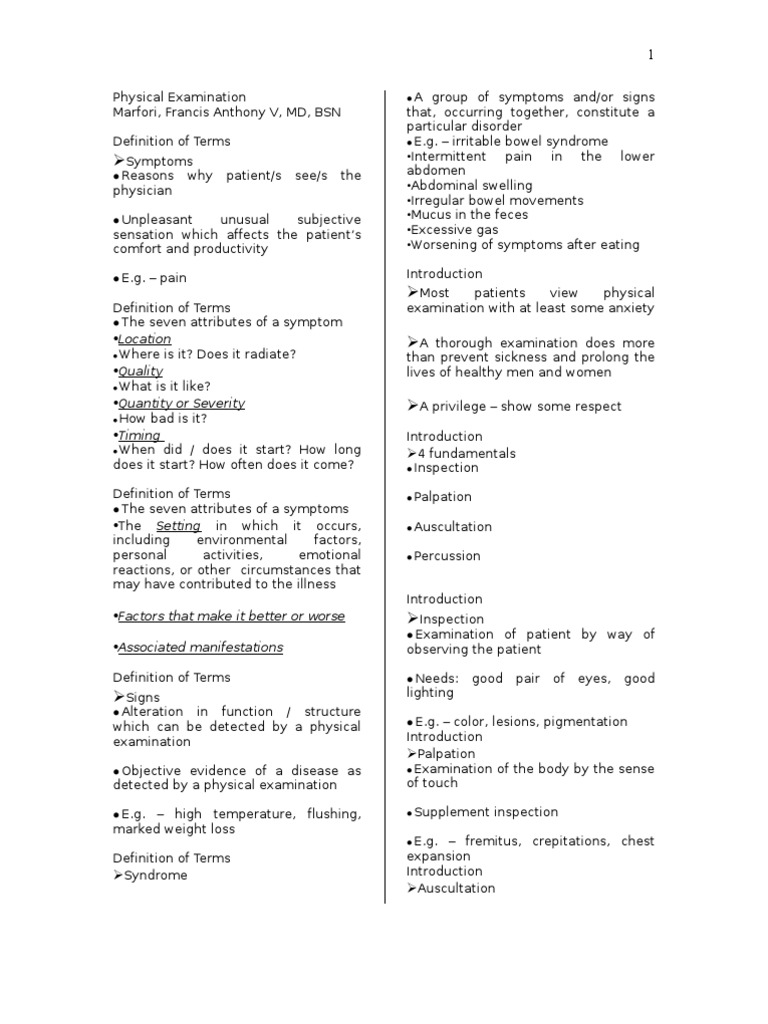 Physical Examination Overview | PDF | Human Anatomy | Diseases And ...