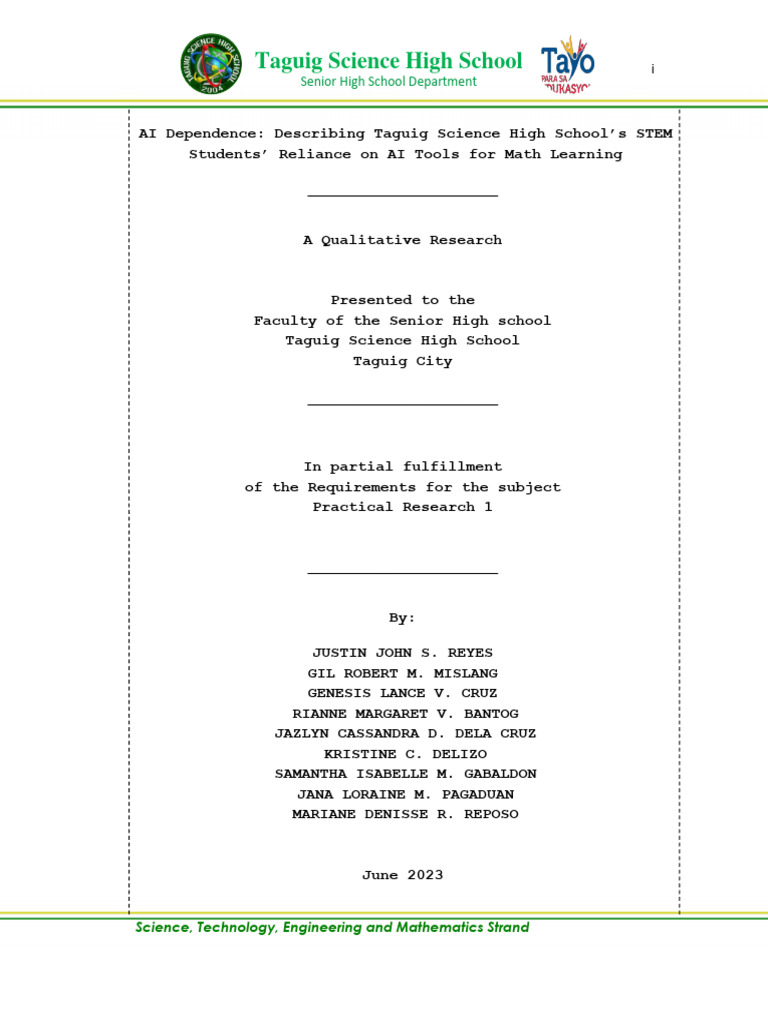 Taguig Science High School | PDF