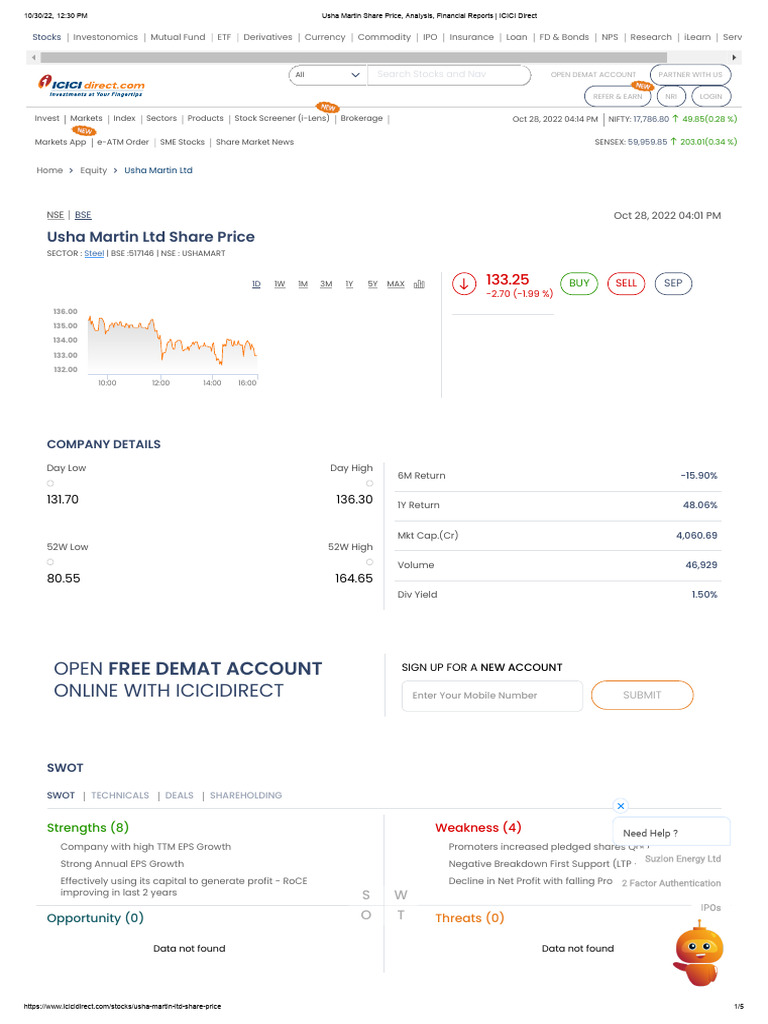 Usha Martin Stock Analysis & Price | PDF