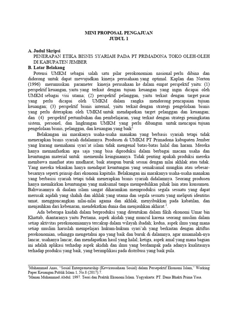 Mini Proposal Pengajuan Judul 1 | PDF