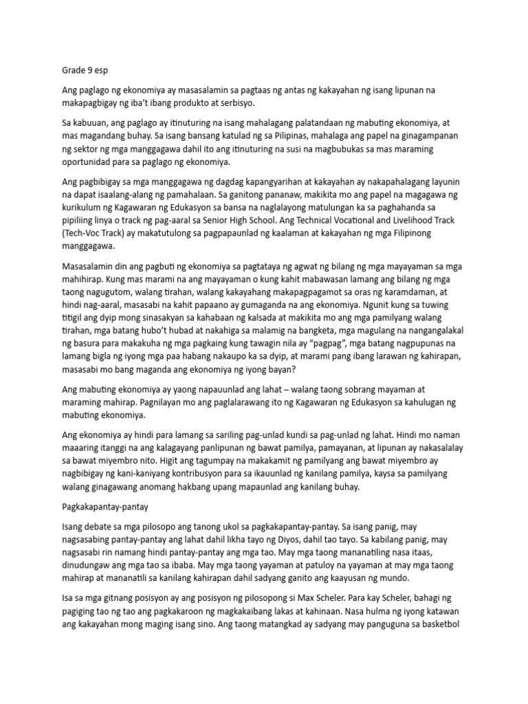 Grade 9 esp | PDF
