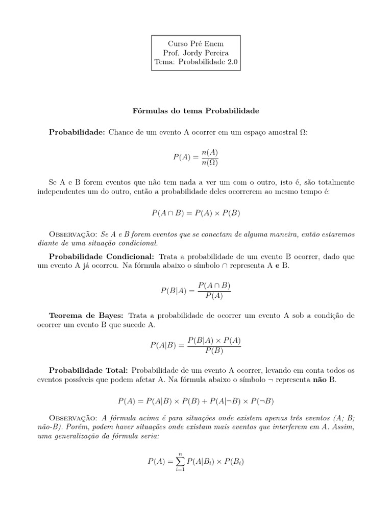 Probabilidade 2.0 | PDF | Probabilidade | Matemática