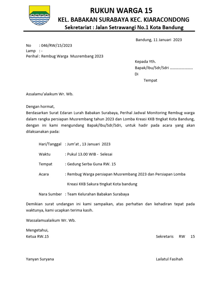 Undangan Musrembang | PDF