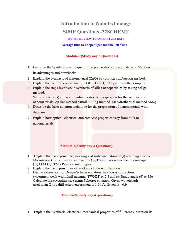 Nanotech - Simp QB | PDF | Science & Mathematics