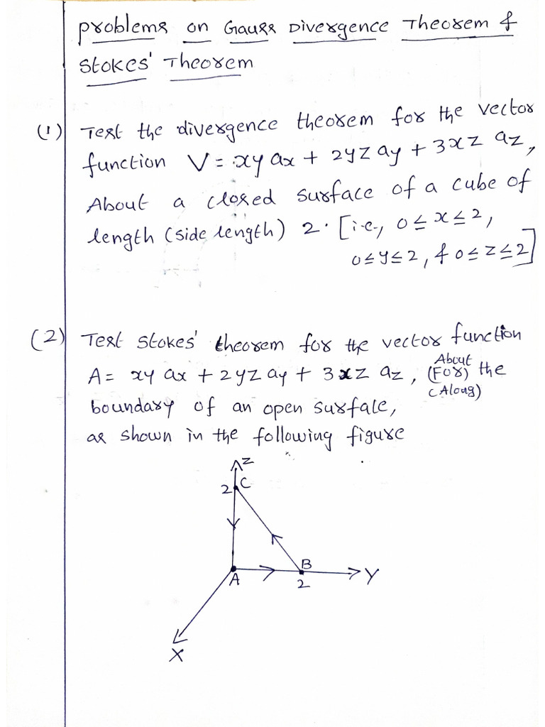Problems On Gauss & Stokes' Theorems | PDF