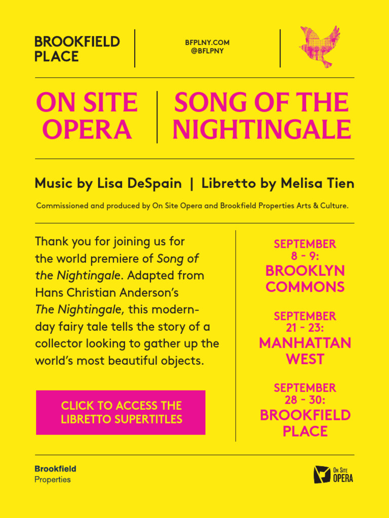 Song of The Nightingale On Site Opera: Music by Lisa Despain - Libretto ...
