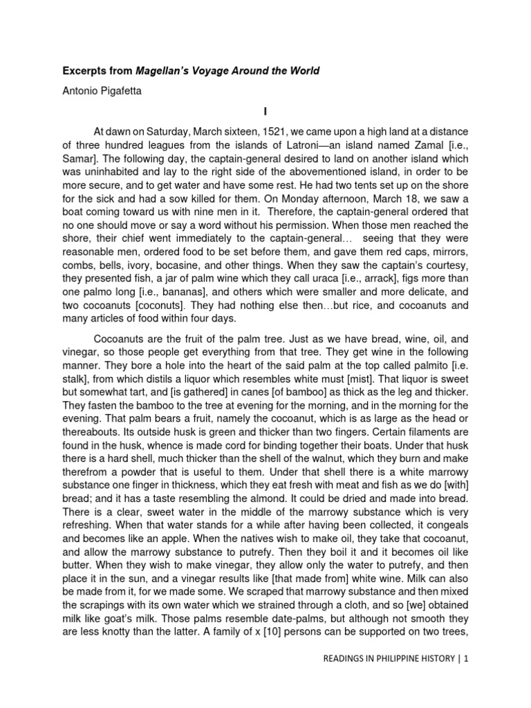 Excerpts From Magellan’s Voyage Around the World | PDF