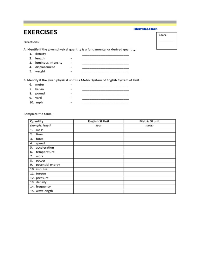 Measurement Worksheet | PDF | Density | International System Of Units
