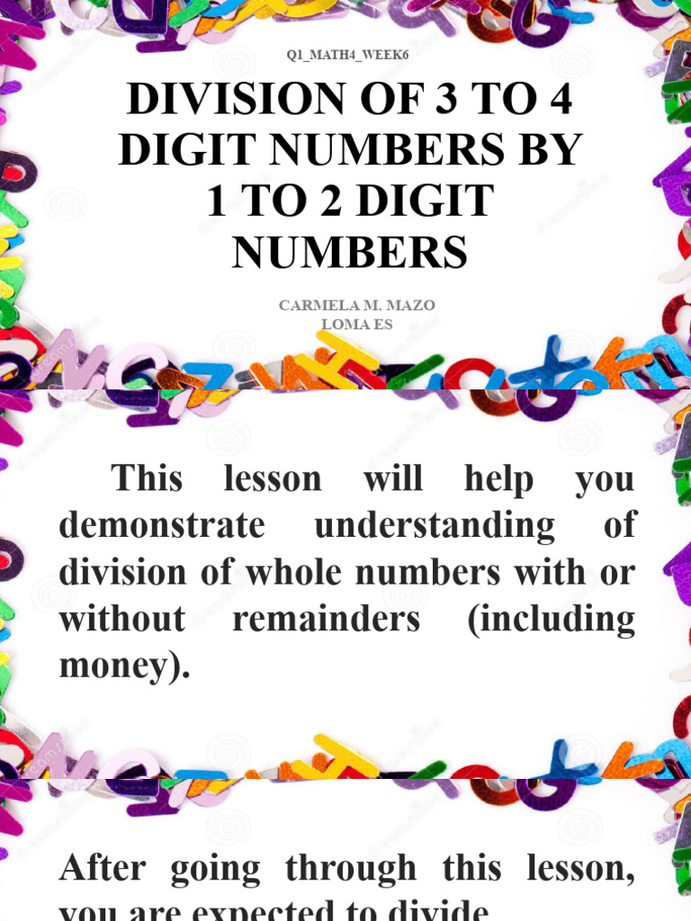 Q1 Math4 Week6 | PDF | Division (Mathematics) | Discrete Mathematics