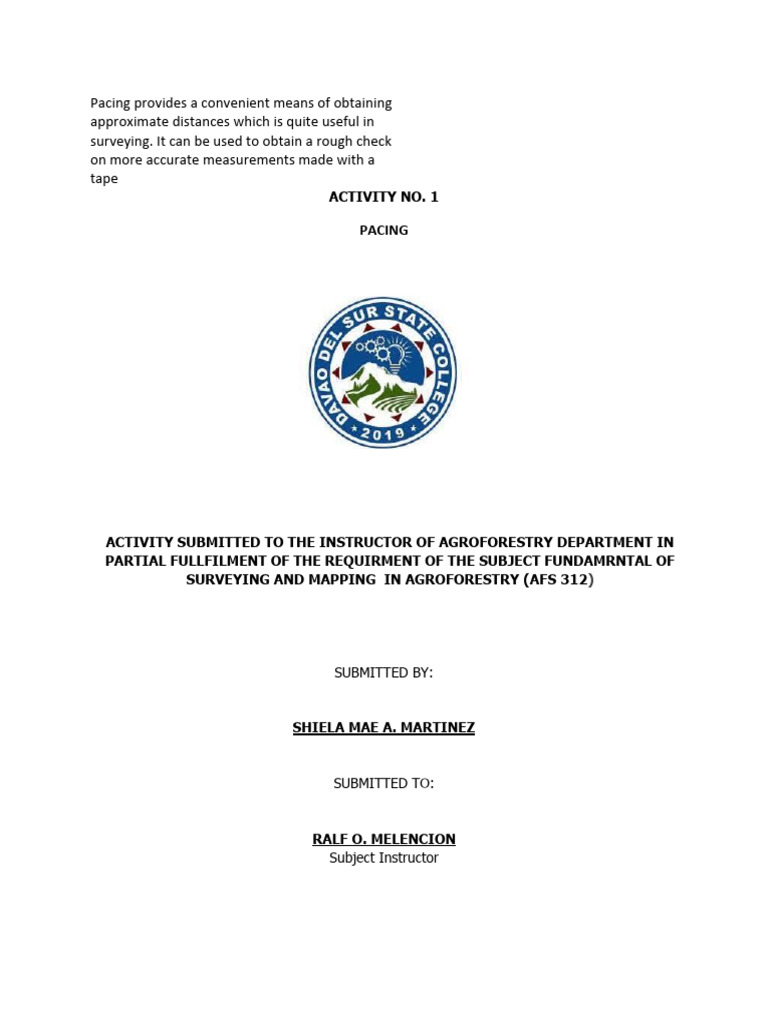 Acivity # 1 Pacing | PDF | Surveying | Science
