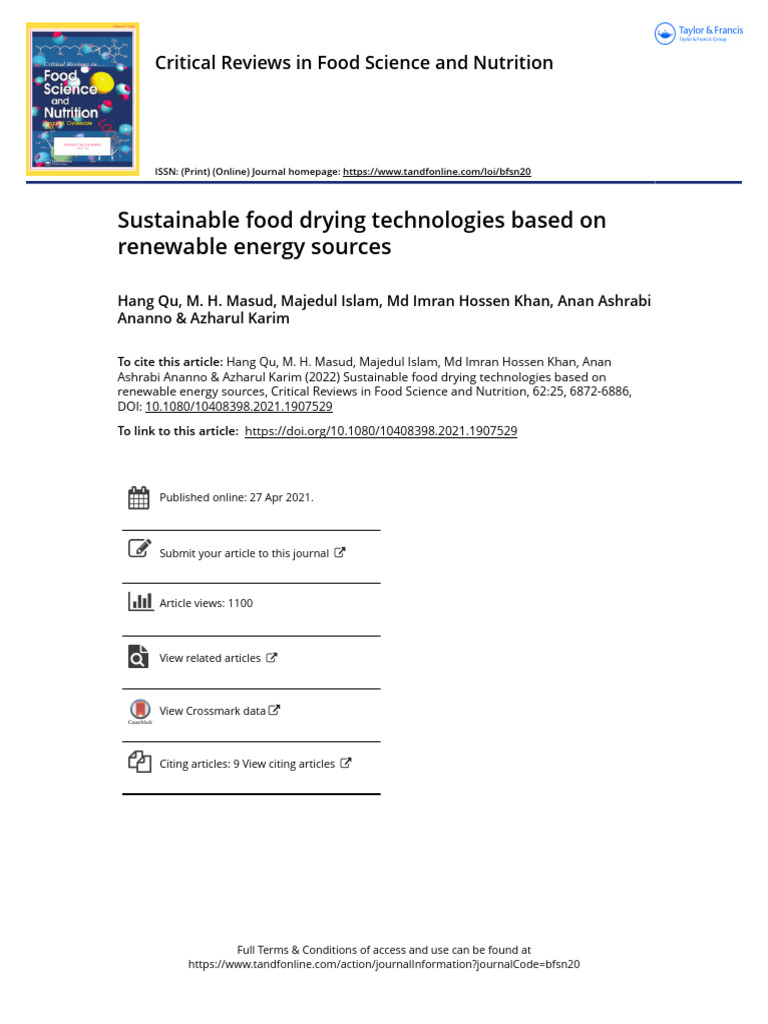 Sustainable Food Drying Technologies Based On Renewable Energy Sources | PDF | Vegetables ...
