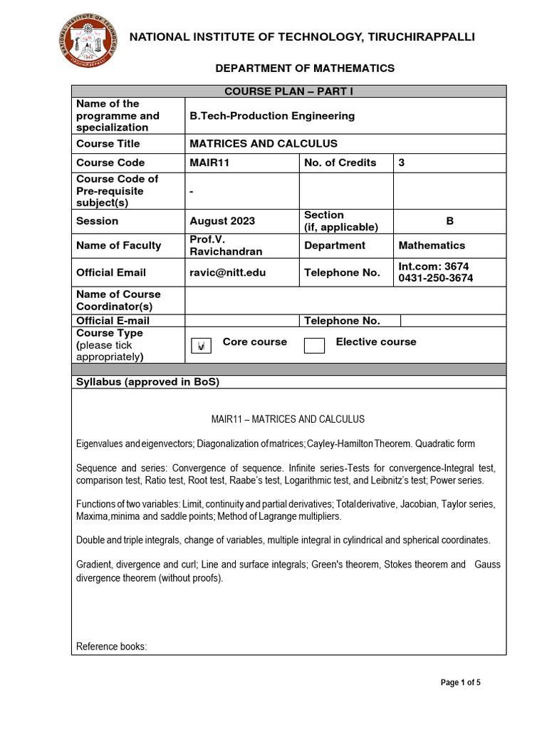 MAIR11 Calculus and Matrices Sec B | PDF | Eigenvalues And Eigenvectors ...