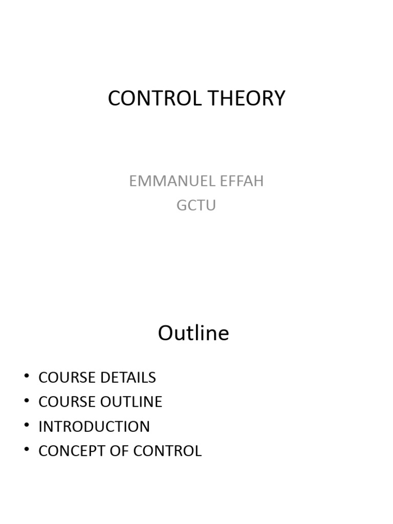 Intro To Control Theory | PDF | Control Theory | System