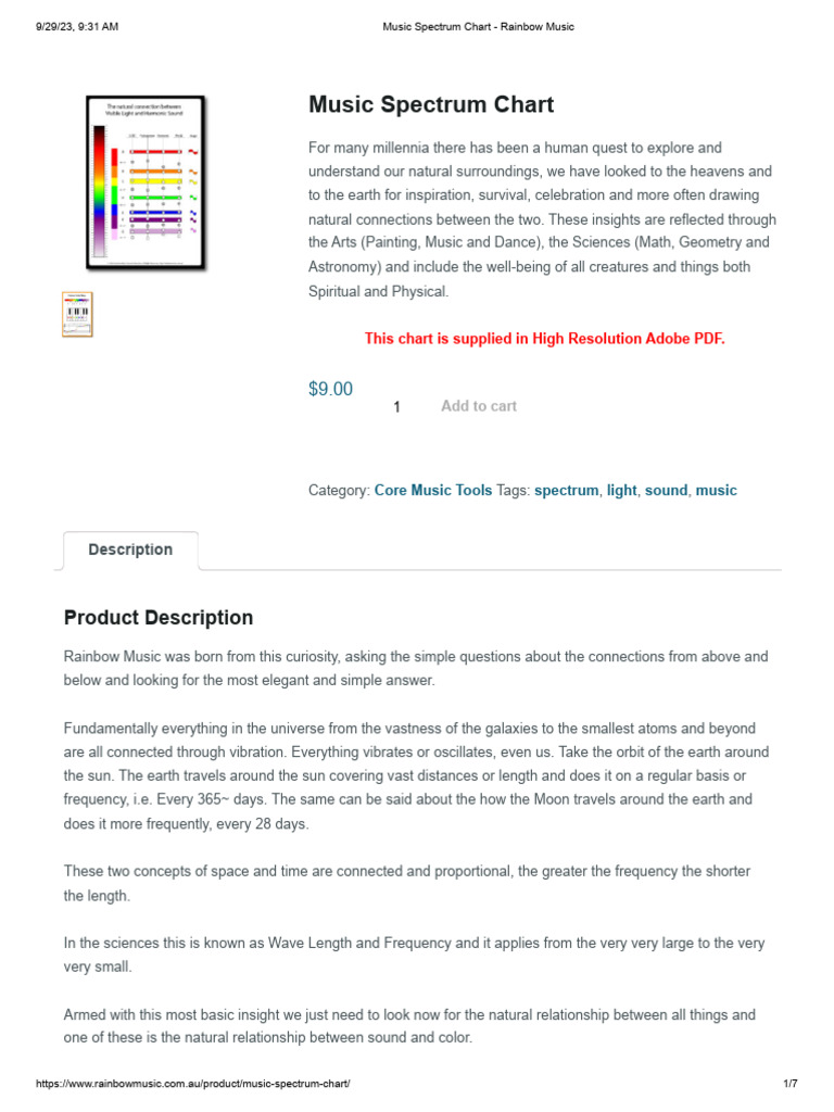 Music Spectrum Color Connection Chart | PDF | Pitch (Music) | Frequency