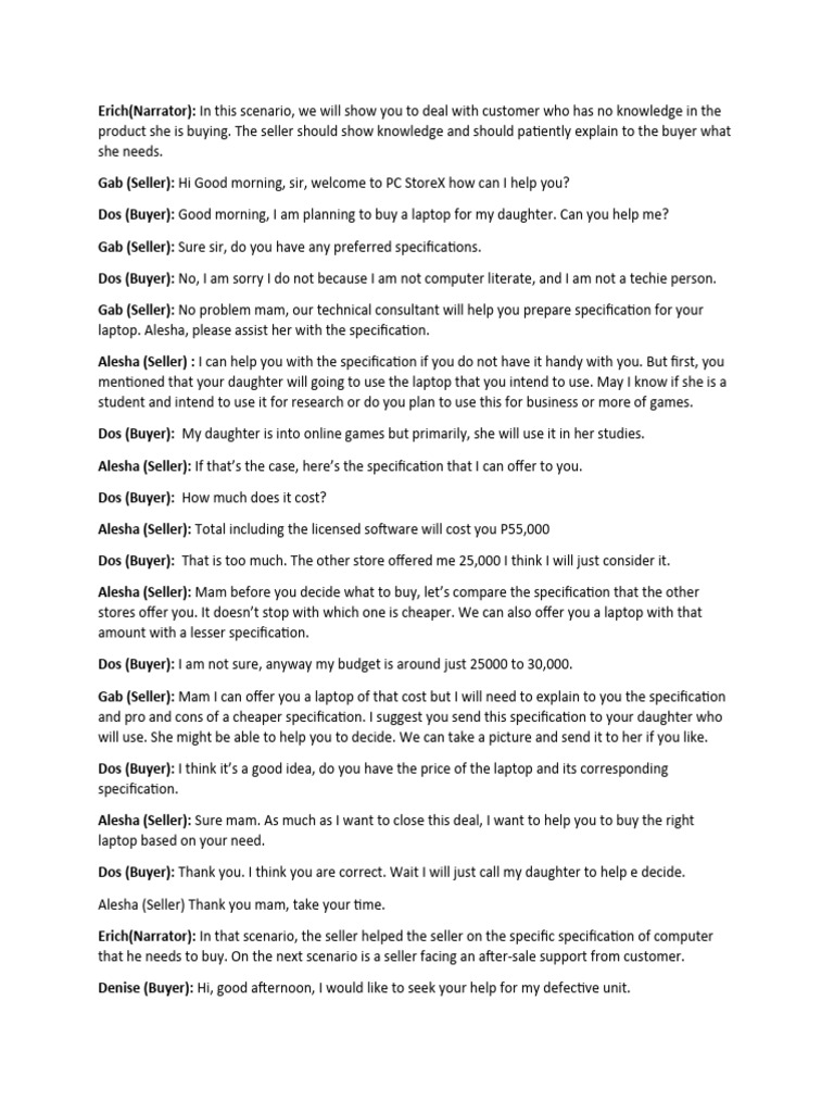 Buyer Seller Skit | PDF