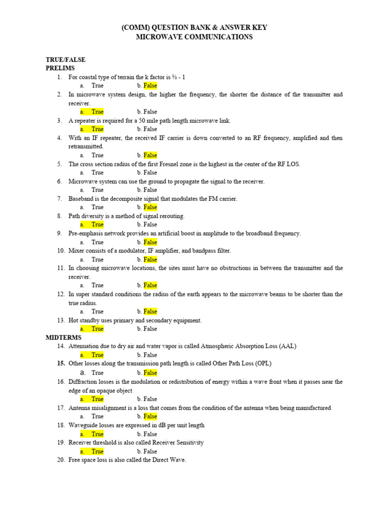 COMM Questions - Answers Microwave | PDF