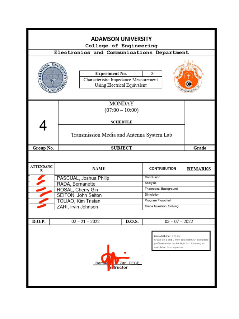 Grp4 Exprt3 Lab Report 1 | PDF | Electrical Impedance | Transmission Line