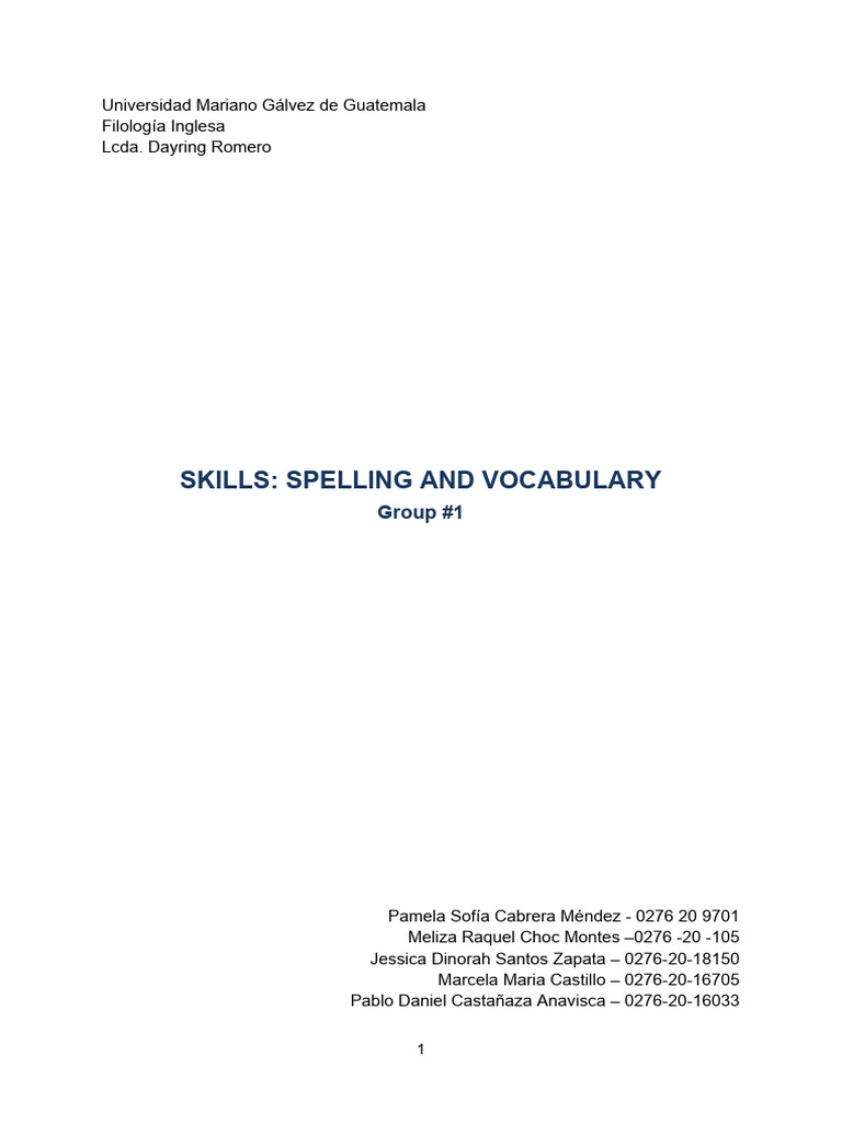 Mastering Spelling and Vocabulary Skills | PDF