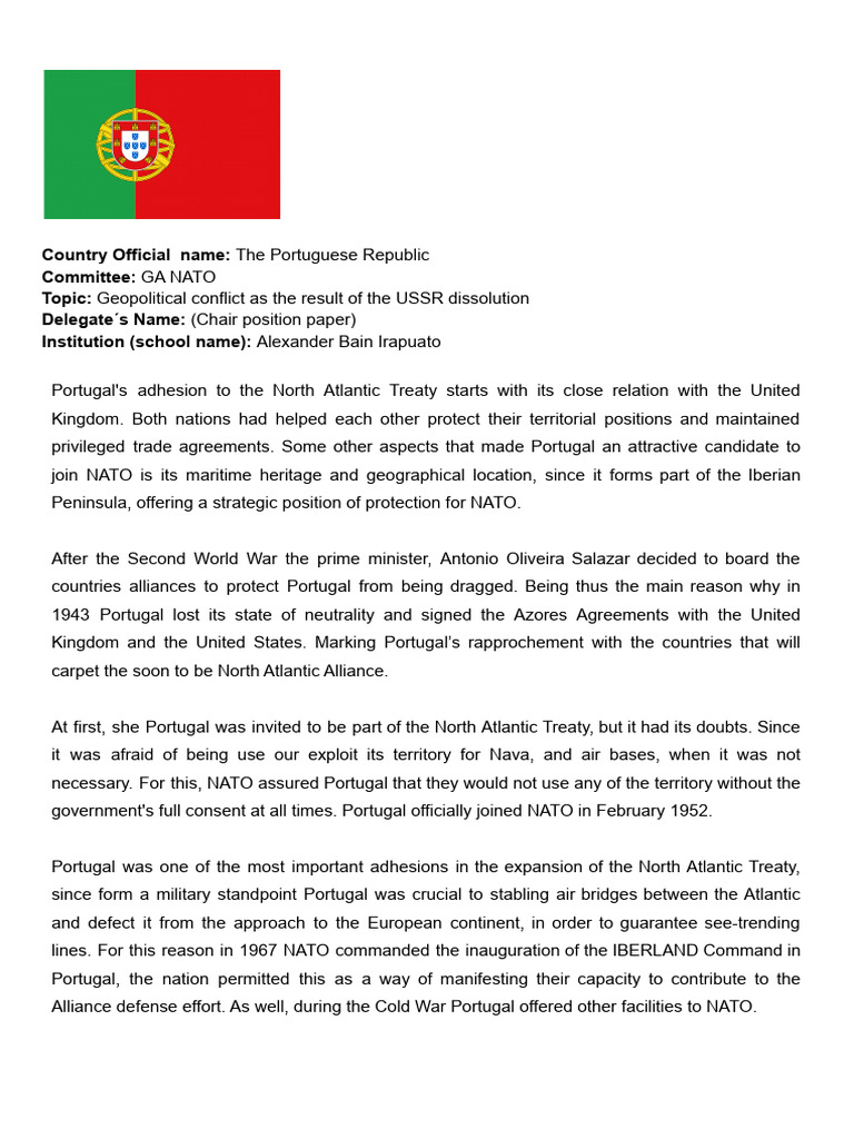 Portugal Position paper-GA NATO | PDF | Nato | Portugal