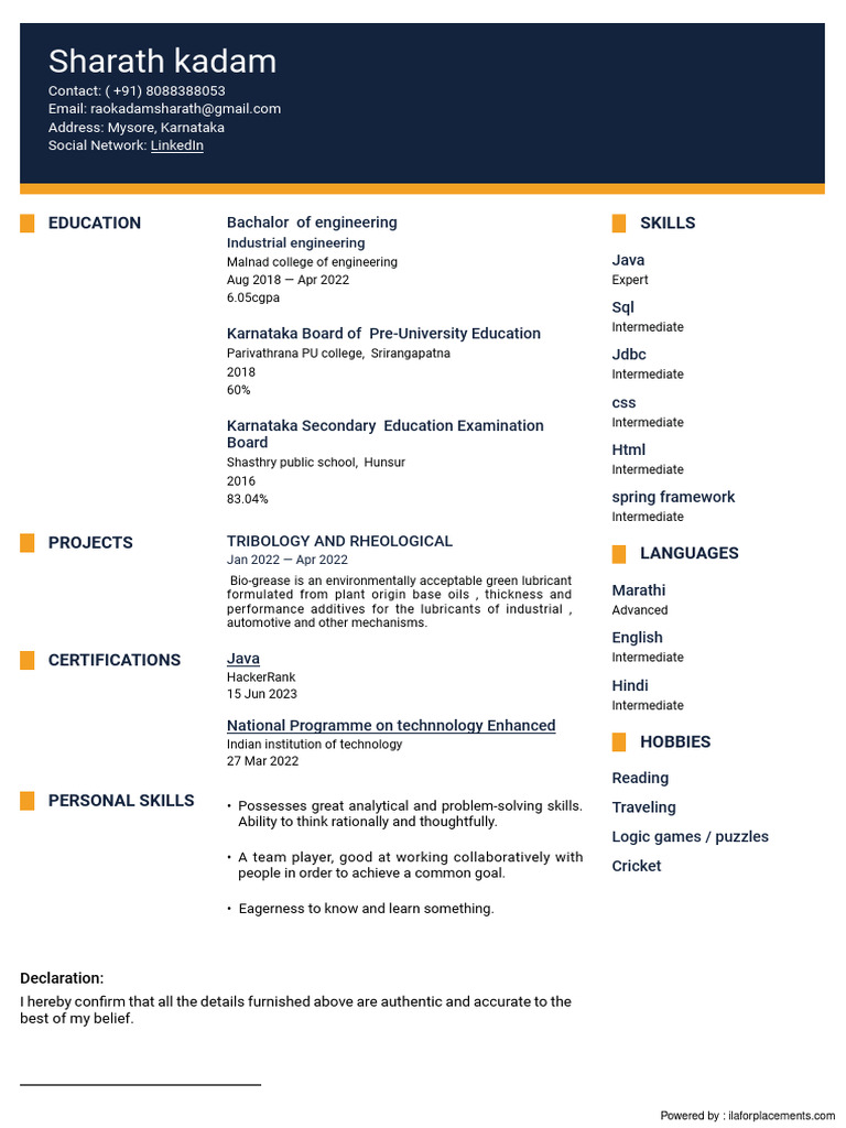 Resume Sharath | PDF