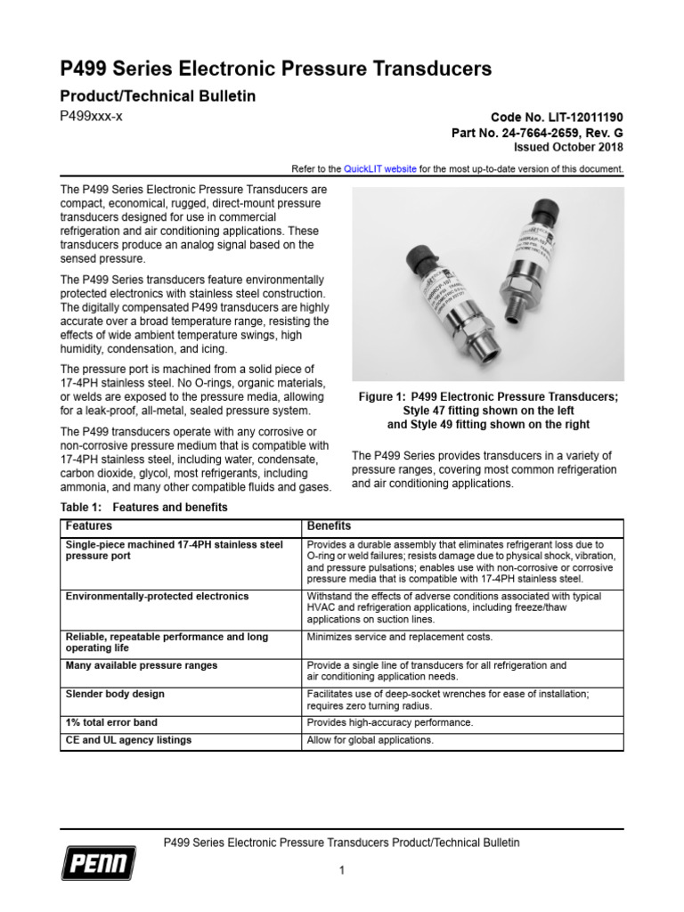 Johnson Controls P499VCP-105K | PDF