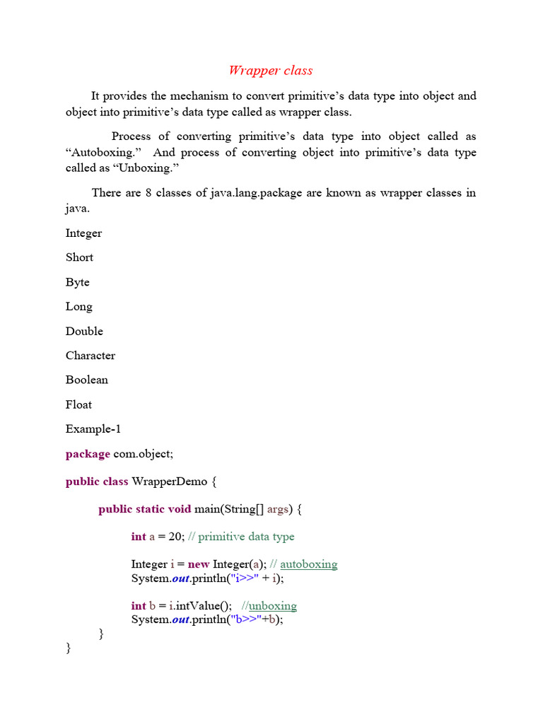 20.wrapper Class | PDF