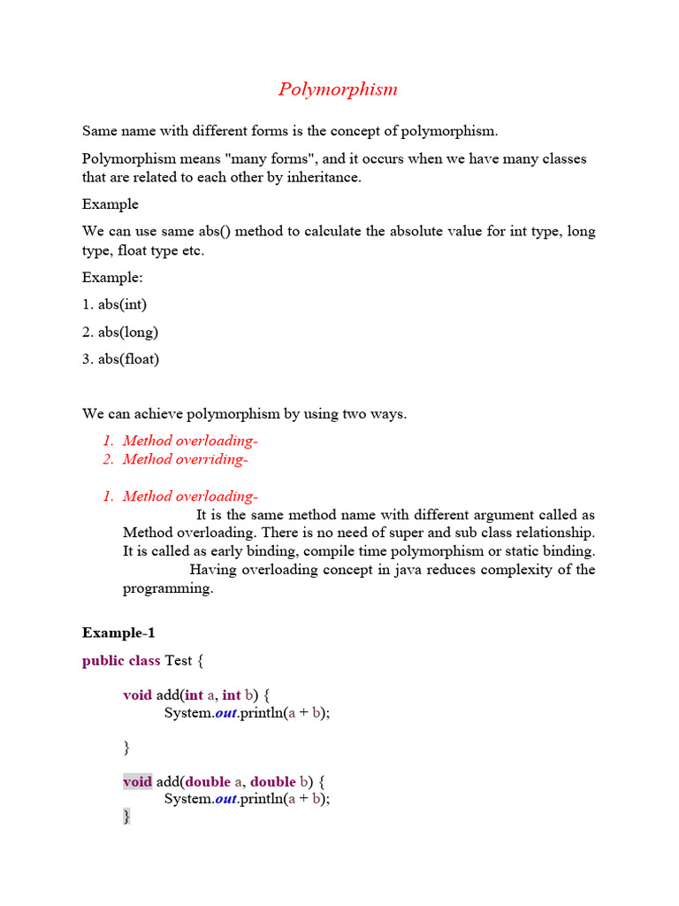 18 Polymorphism Pdf Method Computer Programming Inheritance Object Oriented Programming 8844
