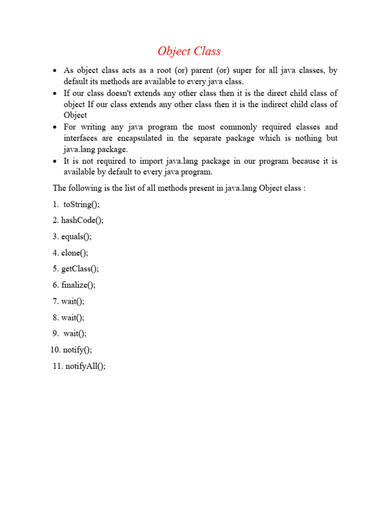 21.object Class | PDF | Class (Computer Programming) | Method (Computer ... 21.object Class | PDF | Class (Computer Programming) | Method (Computer ...